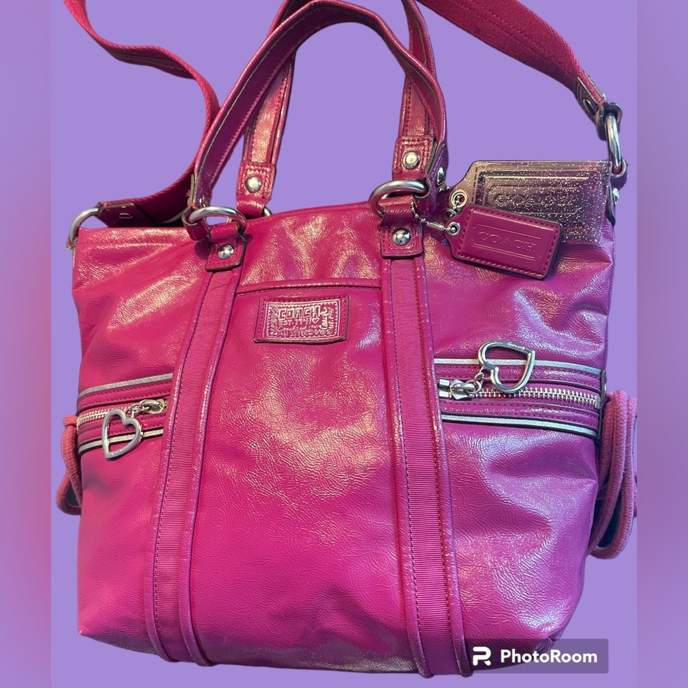 Unique Coach Patent Leather Bag In Shiny Purple, Silv… - Gem